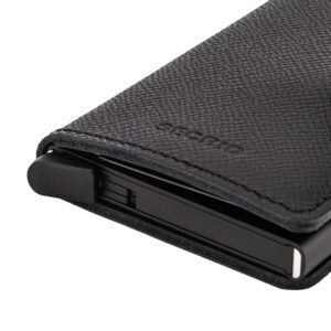 SECRID - Men Mini Wallet Genuine Original Leather RFID Safe Card Case for max 12 cards (Crisple Black)