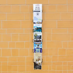 FixtureDisplays® Vertical Wall Mounting 6 Pockets 4 X 6" Greeting Card Post Card Rack 4.7 X 2.2 X 30.3" with Slight Pocket Overlap 11713