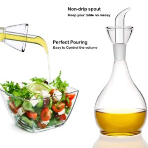 HAIZEEN 13ounce/ 380 ml Clear Glass Olive Oil Dispenser Bottle - Oil & Vinegar Cruet with Pourers and NO Funnel Needed - Olive Oil Carafe Decanter for Kitchen and BBQ