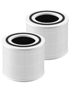 2-pack core 300 replacement filter compatible with levoit core 300 and core 300s air purifier, h13 true hepa & activated carbon, replace core300-rf, white