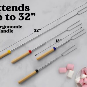 Zulay Sturdy Marshmallow Sticks for Fire Pit Extra Long - Great Smores Sticks Smores Kit for Fire Pit - Marshmallow Roasting Skewers - Hot Dog Fork Bonfire Glamping Camping Accessory 32" 5 Pack Bundle