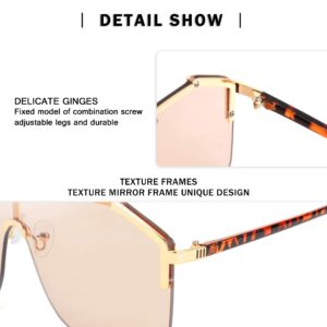 FEISEDY Classic Siamese One Piece Oversized Sunglasses Nice Rimless Stylish Retro Design for Women Men B2634