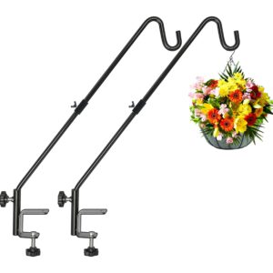 feed garden 31 inch heavy duty deck hook, non-slip clamp, 360 degree swivel, black for bird feeders, planters, suet baskets, lanterns, wind chimes, 2 pack