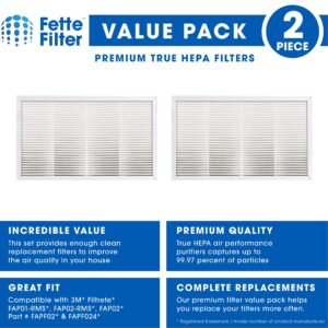 Fette Filter - True HEPA AirPurifier Filter Replacement Filter, 9" x 15" Compatible With 3M Filtrete FAPF02 & FAPF024 for model # FAP01-RMS, FAP02-RMS, FAP02 - Pack of 2