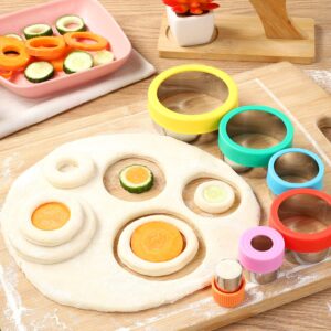 Round Cookie Biscuit Cutter Set, 6 Graduated Circle Pastry Cutters, Stainless Steel Cookie And Dough Cutters for Donut and Scone, Circle Cutter Cake Ring Molds