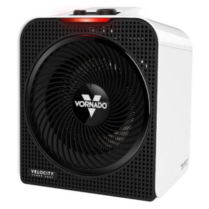 vornado velocity 3 space heater with 3 heat settings, adjustable thermostat, and advanced safety features, white, small