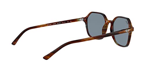 Ray-Ban RB2194 John Square Sunglasses, Striped Havana/Blue, 53 mm