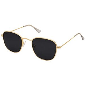 SOJOS Small Square Polarized Sunglasses for Women Men Classic Vintage Retro Style SJ1143 with Gold Frame/Grey Lens