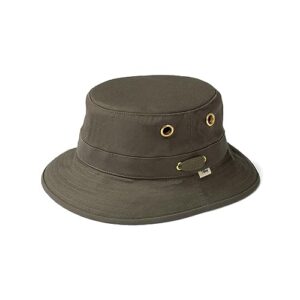 tilley womens iconic t1 bucket hat, olive, 7 1/2 us