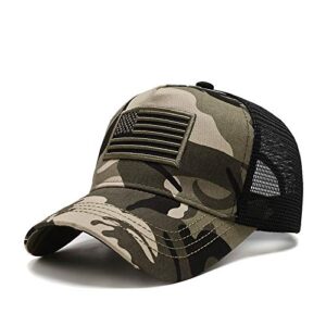 uphily army camo us american flag trucker cap - camouflage mid profile curved bill patriotic mesh dad hat for men or women