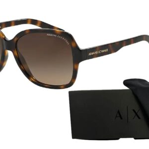 Armani Exchange A｜X AX4029S FIT 811713 57M Dark Tortoise/Dark Brown Gradient Cateye Sunglasses For Women+ BUNDLE with Designer iWear Eyewear Kit