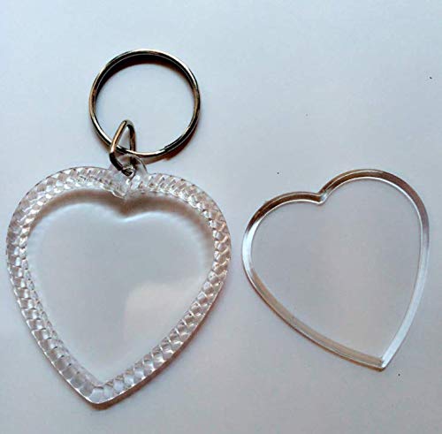 25Pcs 2 Acrylic Photo Keychain Snap-in Keychain Double Sided Blank Custom Frames Heart-Shaped Clear Insert Photo Picture Frame with Keyring Christmas Ornaments Keyring Holder(Embossed Edges)