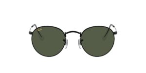 ray-ban rb3447 round metal sunglasses, black/g-15 green, 53 mm