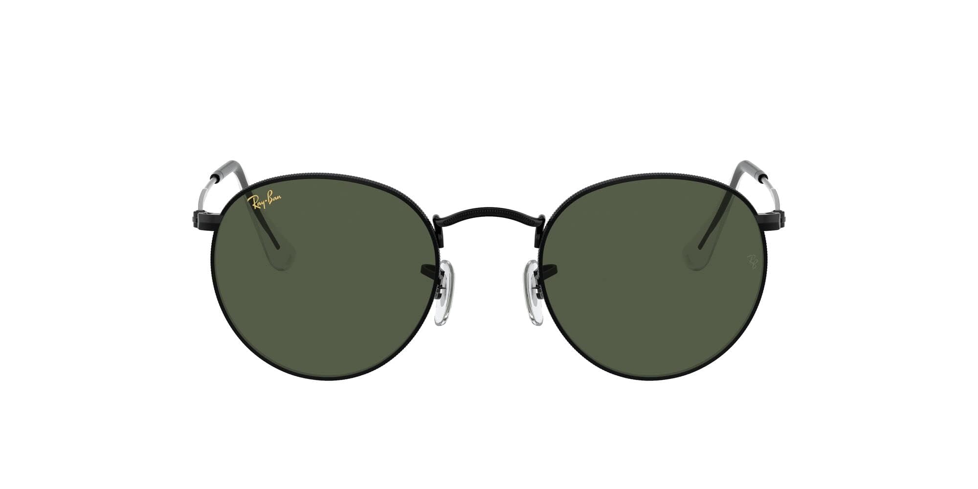 Ray-Ban Rb3447 Round Metal Sunglasses, Black/G-15 Green, 53 mm