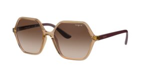 vogue eyewear women's vo5361s hexagonal sunglasses, transparent caramel/brown gradient, 55 mm