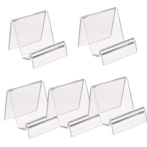 5 pack clear acrylic wallet display stand retail store holder shelf for glasses,wallet display office display risers for phone,greeting cards,business cards,cd organizer (small)