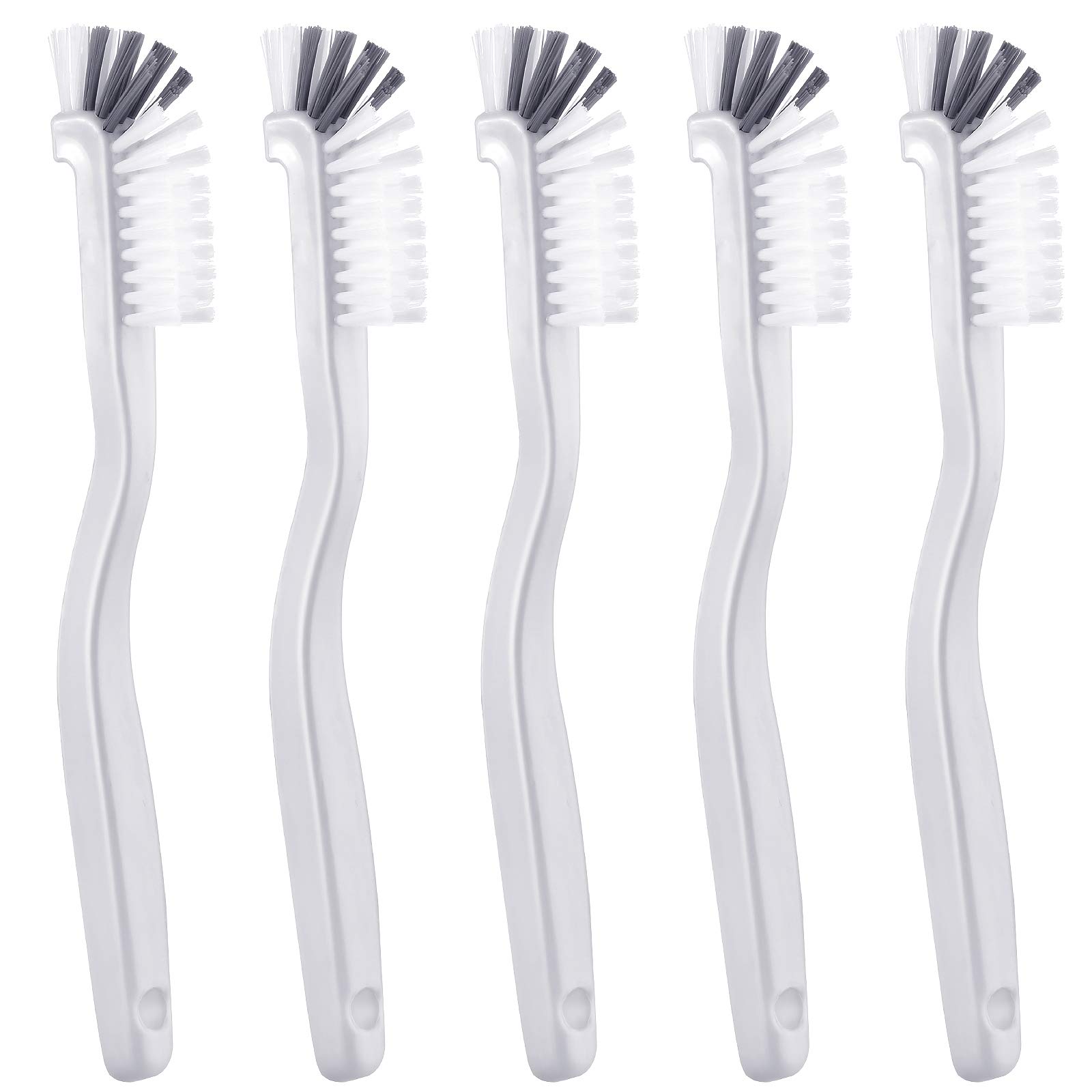 5 Piece Cleaning Dish Scrub Brush Kitchen Sink Bathroom Brushes, Household Pot Pan Dishwasher Edge Corners Grout Deep Cleaning Brush with Stiff Bristles (White and Black)