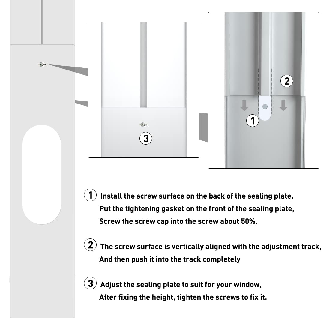 gulrear Sliding Door Air Conditioner Kit with Dual Hose Adjustable Length from 25" to 95" Suitable for 5.9" diameter Exhaust and intake Dual Hose Portable AC Sliding Glass Door Vent Kit