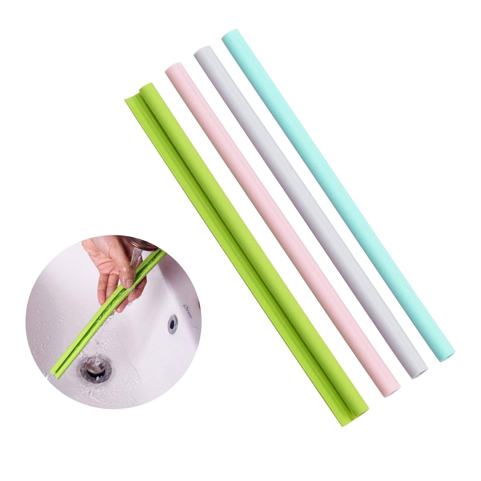 Reusable Silicone Drinking Straws Openable & Washable Silicone Straws Easy to Clean,Straight Smoothie Straws Reusable BPA Free Food Grade Eco-Friendly Straw Cold and Hot Compatible 4 Pcs