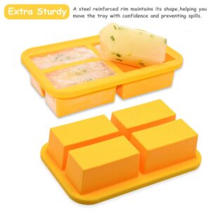 Bangp 1-Cup Silicone Freezing Tray with Lid,Soup Freezer Molds,Silicone Meal Prep Containers,Silicone Molds for Soup and Food Storage - Makes 4 Perfect 1 Cup Portions