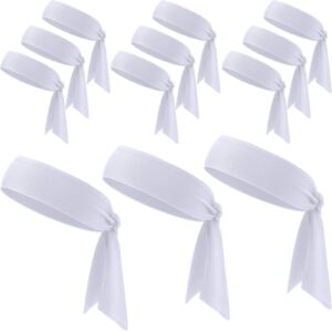 12 pieces unisex dry head band for sports - basketball, running, tennis, karate, athletics (white)