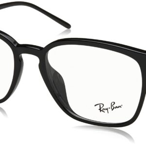 Ray-Ban RX7185F Low Bridge Fit Square Prescription Eyeglass Frames, Black/Demo Lens, 54 mm