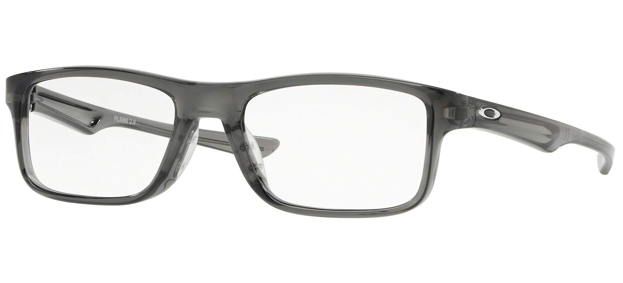 Oakley Men's Ox8081 Plank 2.0 Rectangular Prescription Eyewear Frames, Polished Grey Smoke/Demo Lens, 55 mm