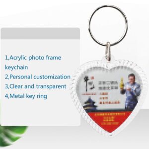 25Pcs 2 Acrylic Photo Keychain Snap-in Keychain Double Sided Blank Custom Frames Heart-Shaped Clear Insert Photo Picture Frame with Keyring Christmas Ornaments Keyring Holder(Embossed Edges)