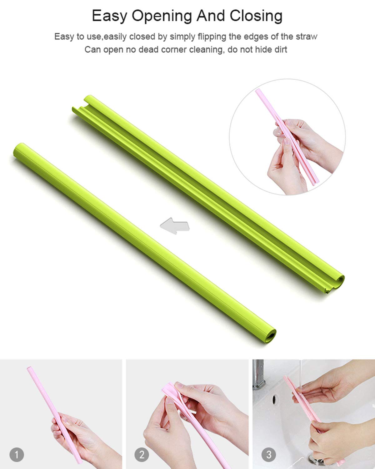 Reusable Silicone Drinking Straws Openable & Washable Silicone Straws Easy to Clean,Straight Smoothie Straws Reusable BPA Free Food Grade Eco-Friendly Straw Cold and Hot Compatible 4 Pcs