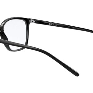 Ray-Ban RX7185F Low Bridge Fit Square Prescription Eyeglass Frames, Black/Demo Lens, 54 mm