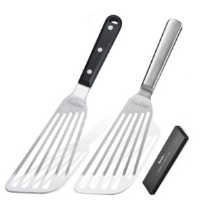 ksendalo 11.80inch stainless steel slotted spatula turner - flexible and angled flipper for easy frying, serving, and flipping eggs, fish, pancakes, and omelettes