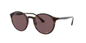 ray-ban rb4336ch chromance round sunglasses, light havana/polarized purple, 50 mm