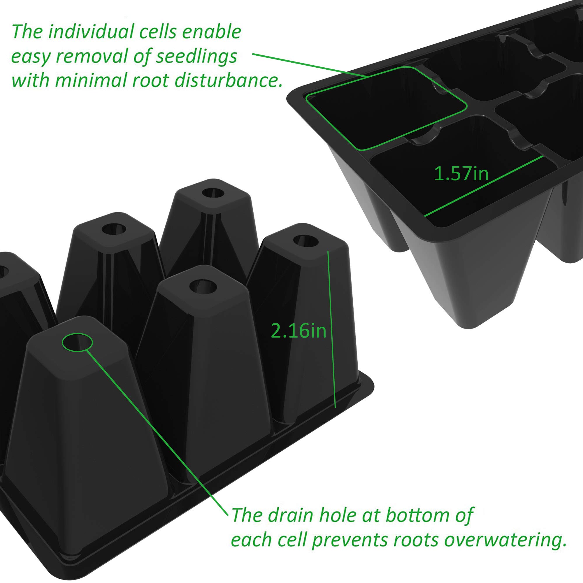 Gardzen 30 Pack Seed Starter Trays, Seedling Starter Trays, 180 Cells, 6-Cell Per Tray, Black