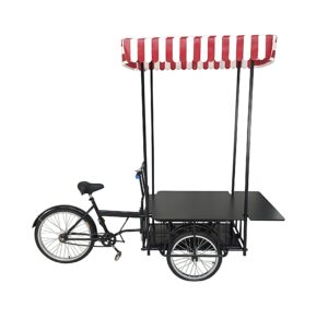 fixturedisplays® 24" tire black tricyle vending cart ice-cream wagon flower cart kiosk farmers market booth collapsable 10052-nf