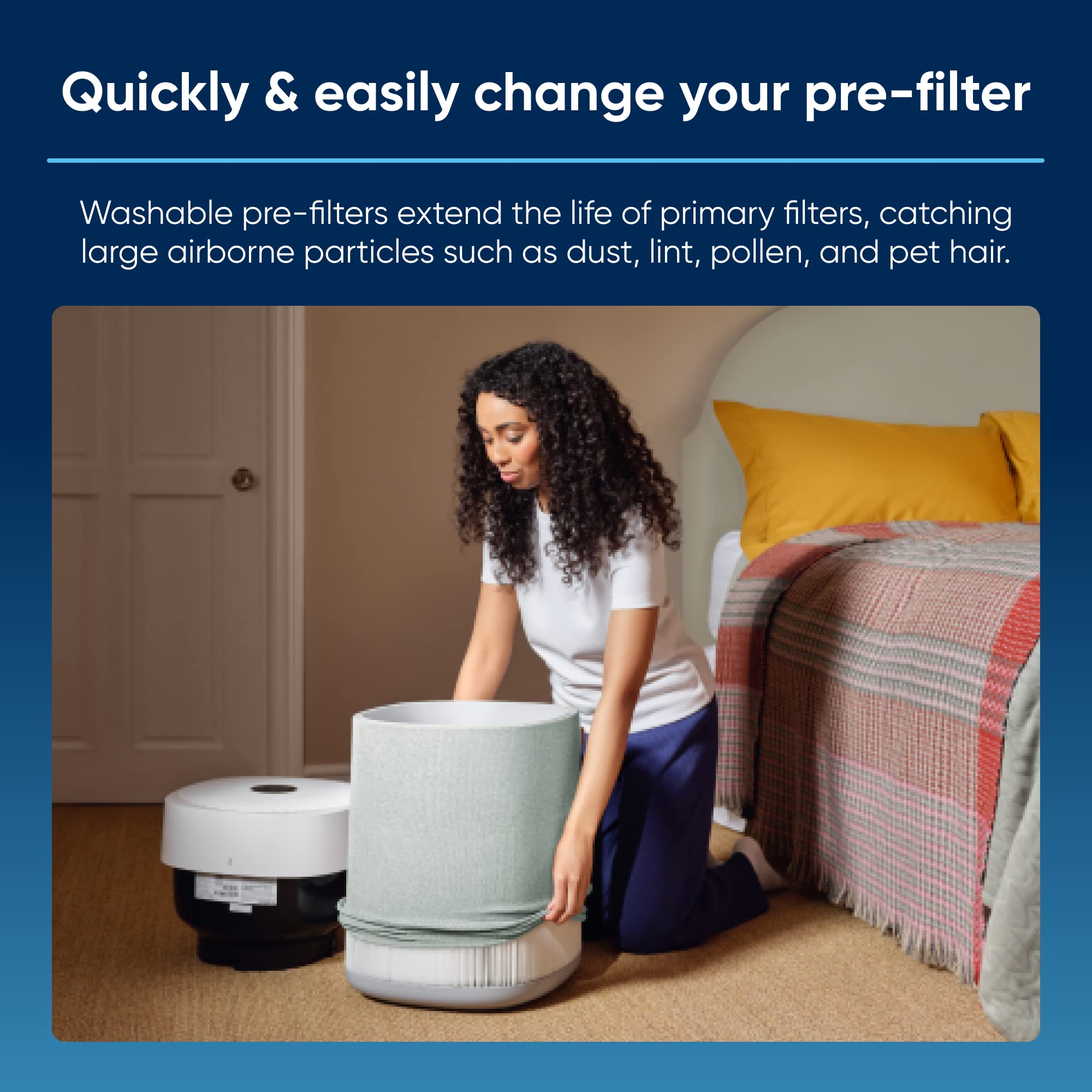 BLUEAIR Genuine Pre-Filter Blue Pure 211i Max Air Purifier, Washable Fabric, Moss Green Medium