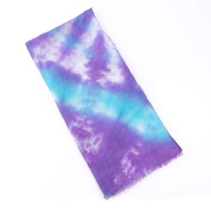 GERINLY Lavender Color Tie Dye Scarf Aesthetic Active Neck Wrap Fashion Shoulder Shawl Natural Hijabs for Vacation (Purple Turquoise)