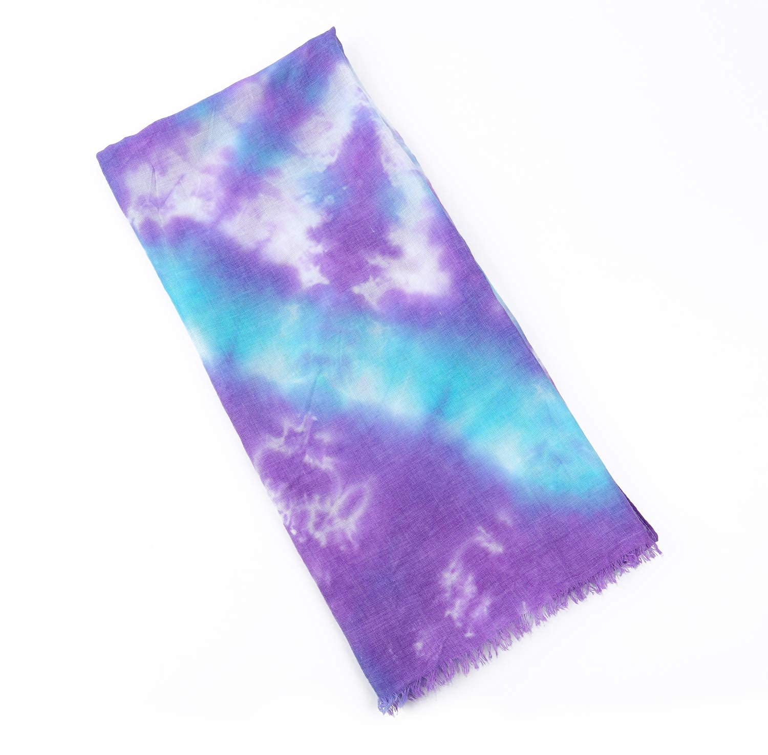 GERINLY Lavender Color Tie Dye Scarf Aesthetic Active Neck Wrap Fashion Shoulder Shawl Natural Hijabs for Vacation (Purple Turquoise)