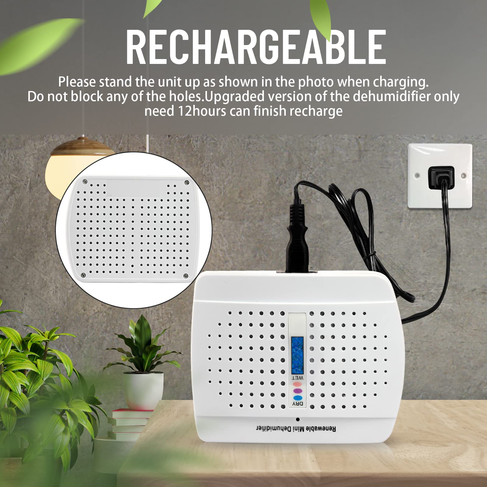 Rechargeable Small Dehumidifier, Moisture Absorber for Closed Spaces, Cabinet, Closet and Bathroom, Renewable Mini Dehumidifiers for Gun Safe, Rust Prevention