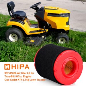 Hipa 937-05066 Air Filter 951-12690 Oil Flter for MTD 737-05066 547cc OHV Cub Cad XT1-LT42 XT1-LT46 Lawn Mower Tractor Troy Bilt TB42 TB46 Craftsman T1300 T1500 Lawn Mower 4X90HU 8X90KU 8X90ZU 9X90HU