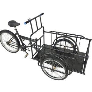 FixtureDisplays® 24" Tire Black Tricyle Vending Cart Ice-Cream Wagon Flower Cart Kiosk Farmers Market Booth Collapsable 10052-NF