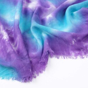 GERINLY Lavender Color Tie Dye Scarf Aesthetic Active Neck Wrap Fashion Shoulder Shawl Natural Hijabs for Vacation (Purple Turquoise)