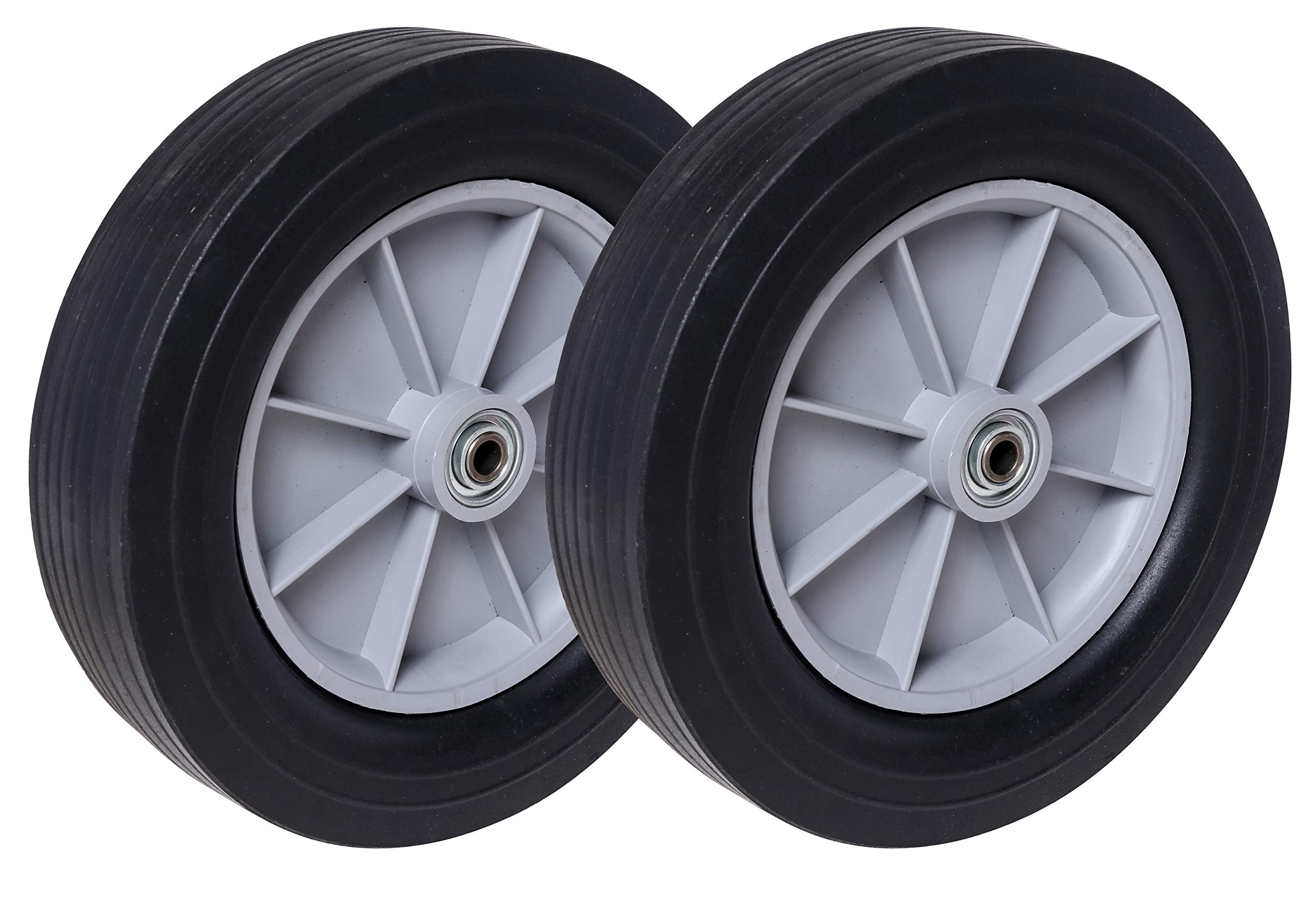 12" Wheel | Flat Free Solid Rubber with 3/4" Ball Bearings & Centered Hub | For Handtrucks, Tilt Trucks, Totes, Carts, Dollies, Hoppers, Power Washers and Other Mobile Equipment