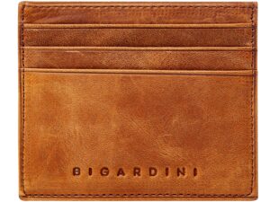 bigardini slim minimalist leather card wallet for men & women - rfid blocking leather card holder wallets (brown)