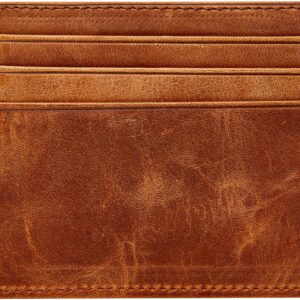 Bigardini Slim Minimalist Leather Card Wallet For Men & Women - RFID Blocking Leather Card Holder Wallets (Brown)