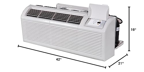 Klimaire PTAC 15,000 BTU Air Conditioner Heat Pump R-32 with Remote Control & 3.5 kW Electric Heater -230V