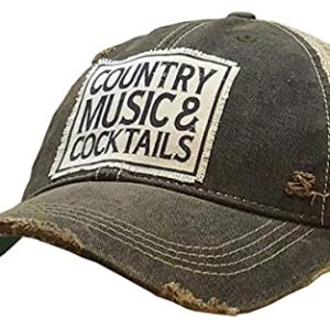 VINTAGE LIFE Baseball Cap for Women Funny Trucker Hat Cute Distressed Ball Caps (Country Music & Cocktails, Black)