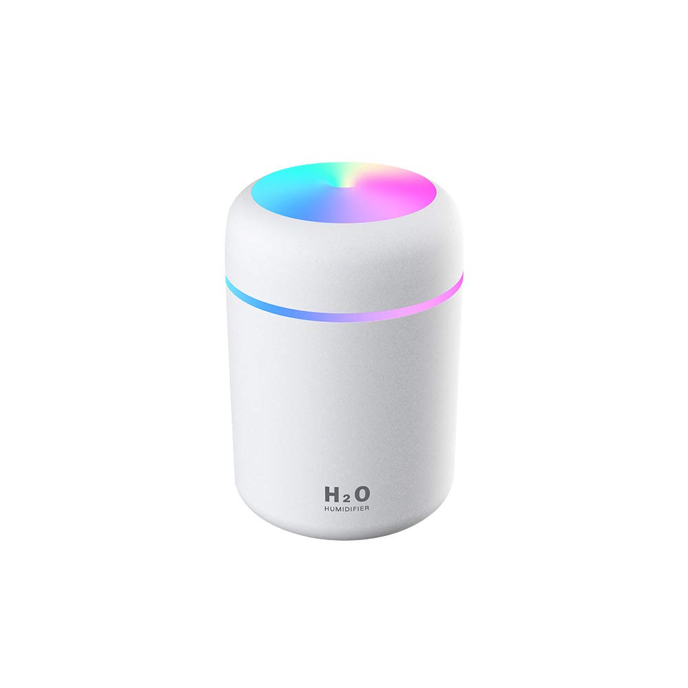 AISHNA Humidifier Colorful Cool Mini Humidifier,Essential Oil Diffuser Aroma Essential Oil USB Cool Mist Humidifier,2 Adjustable Mist Modes, Super Quiet,for Car,Office,Bedroom(White)