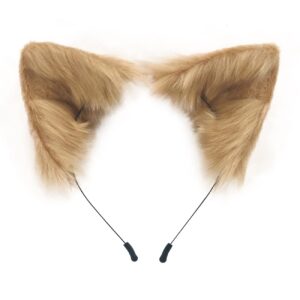 qinruan cat fox faux fur ears headband cute halloween fancy dress cosplay handmade animal furry ears hair hoop