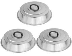 3 sets bbq accessories 12 inch round stainless steel basting cover - cheese melting dome and steaming cover, best fits for blackstone camp chef flat top griddle grill cooking indoor or outdoor