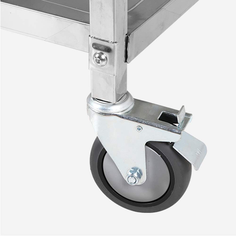 YGCBL Multifunction Serving Portable Hand Trucks,Cart Service Restaurant Garage Heavy Gauge Stainless Steel Side Handles Design Easy to Move, 3 Sizes,Kitchen,Silver,95X50X95Cm